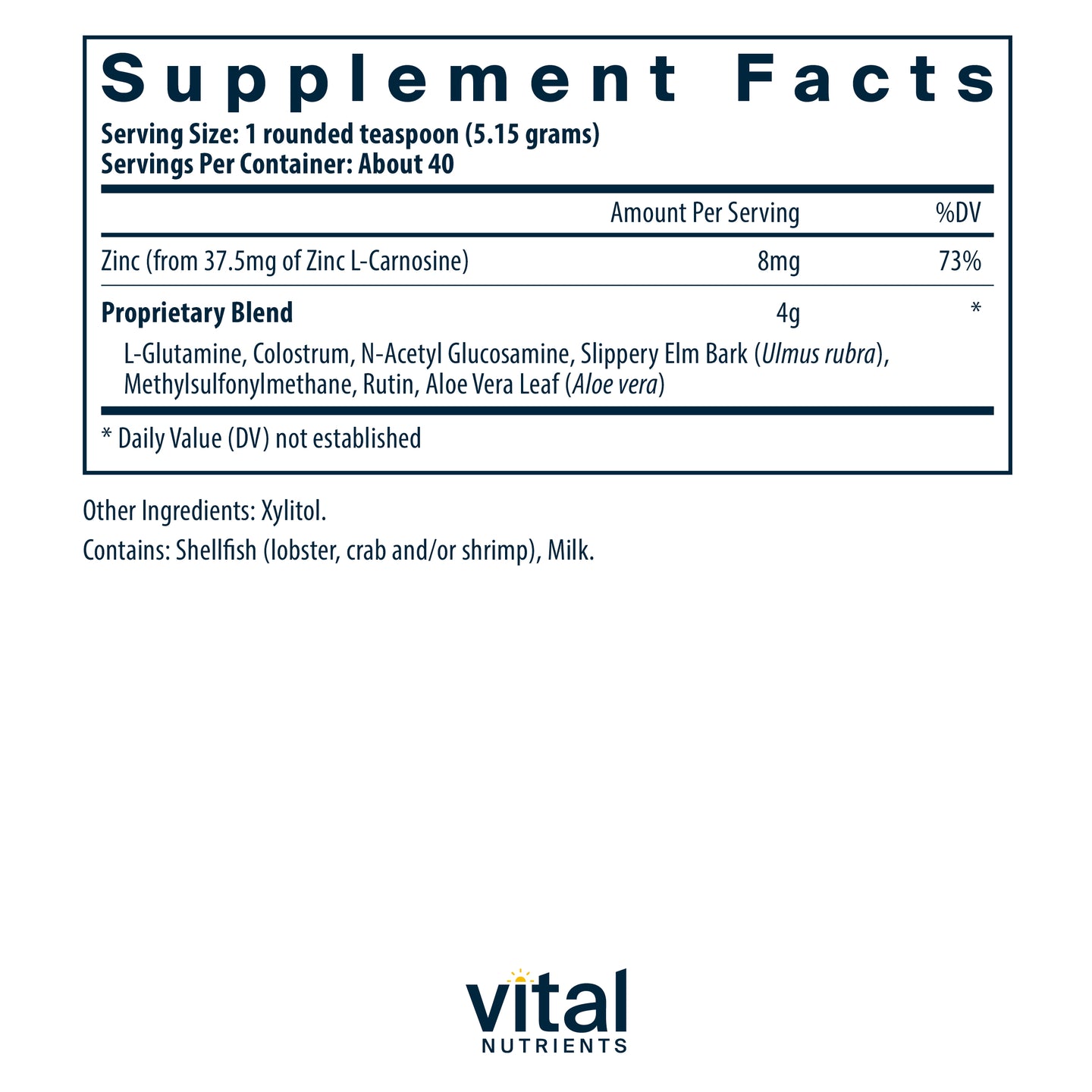 GI Repair Powder 206 Grams | Vital Nutrients GI Repair Powder