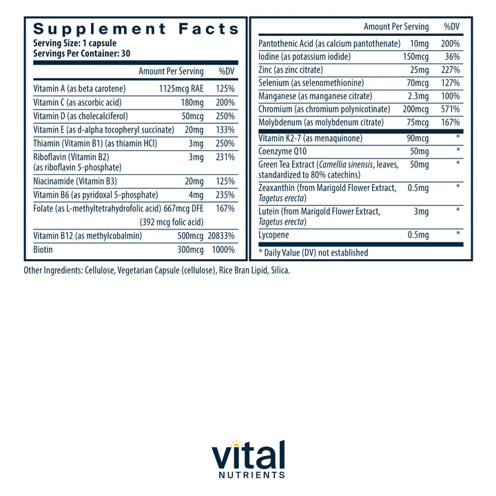 Vital Nutrients Once Daily Multivitamin | Vegan Multivitamin