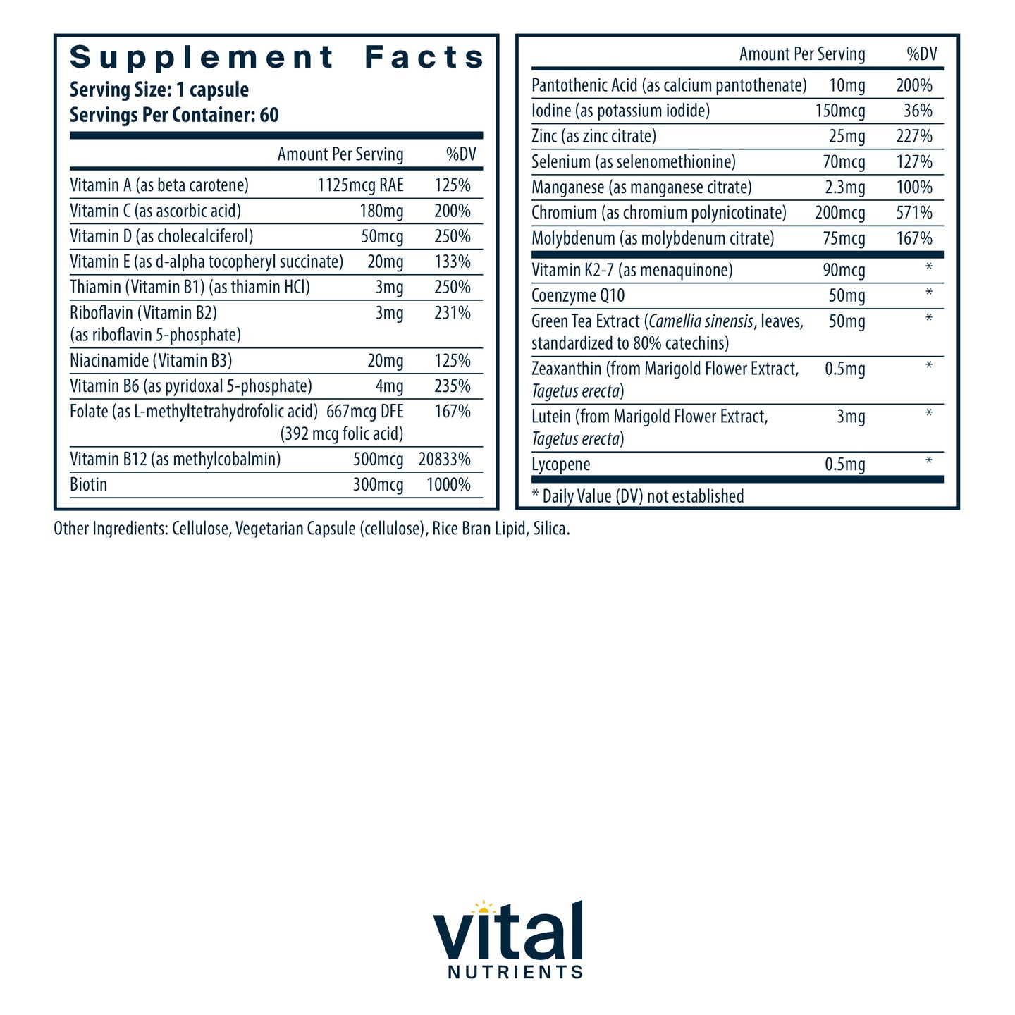 Vital Nutrients Once Daily Multivitamin | Vegan Multivitamin